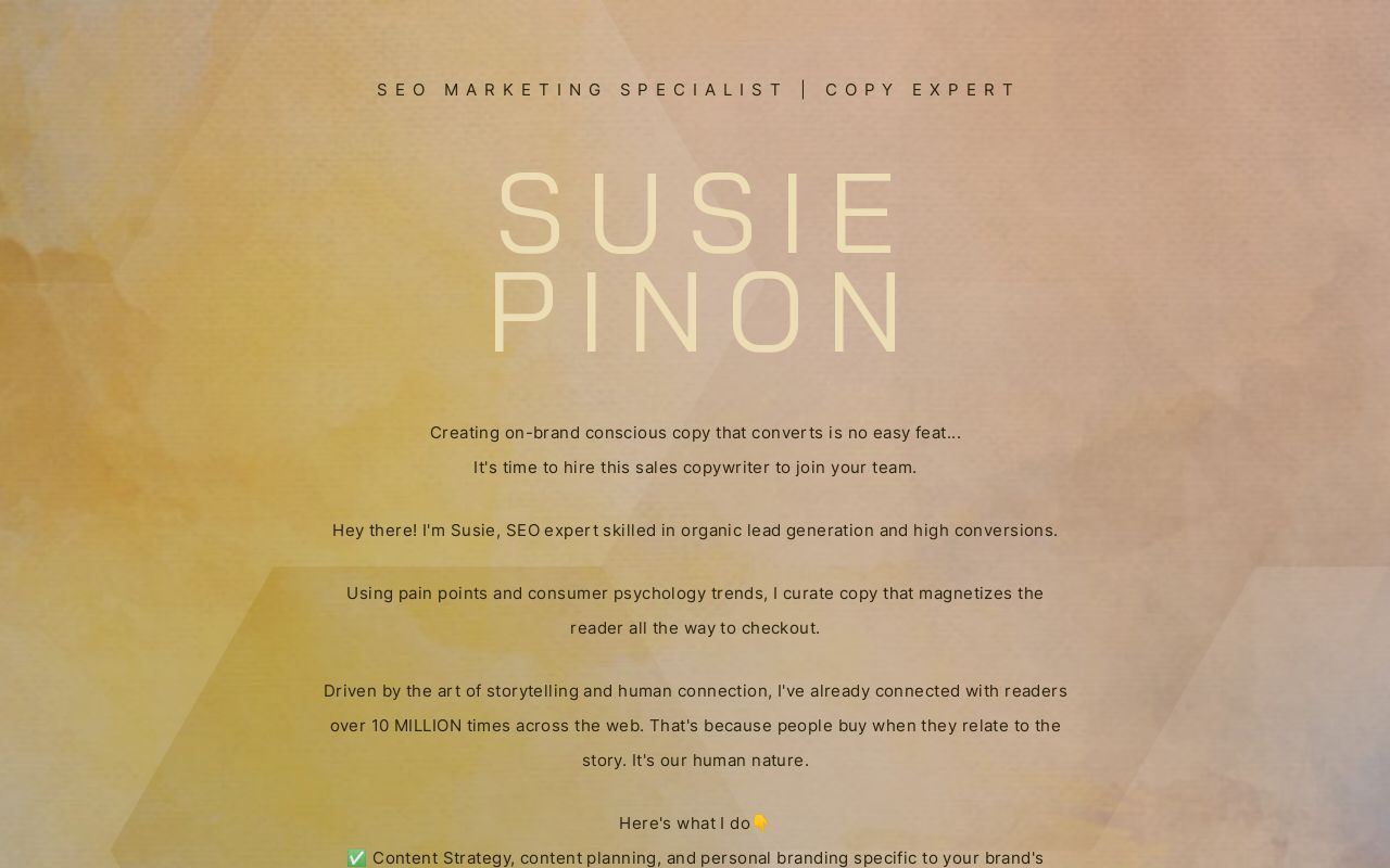 Susie Pinon Sales Copywriter